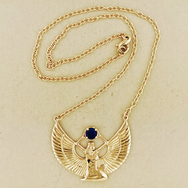 Winged Isis Necklace with Lapis Lazuli in Antique Bronze – Le Dragon ...